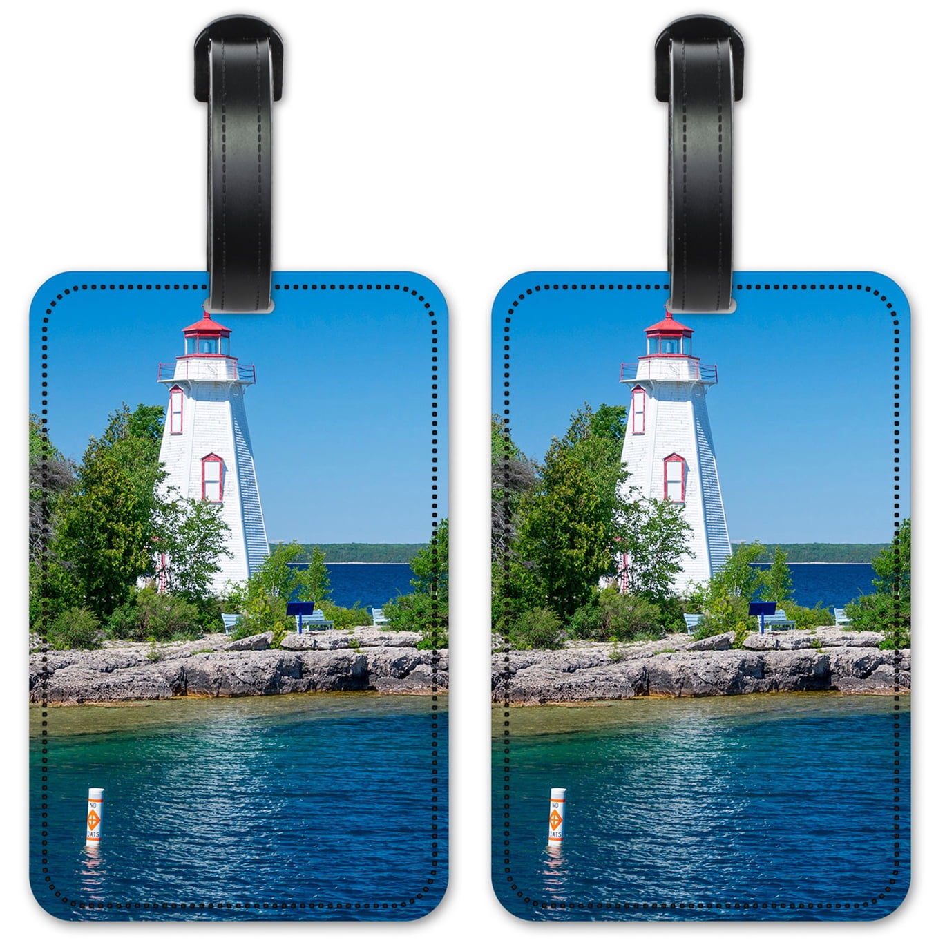 Red & White Lighthouse - Luggage ID Tags / Suitcase Identification ...