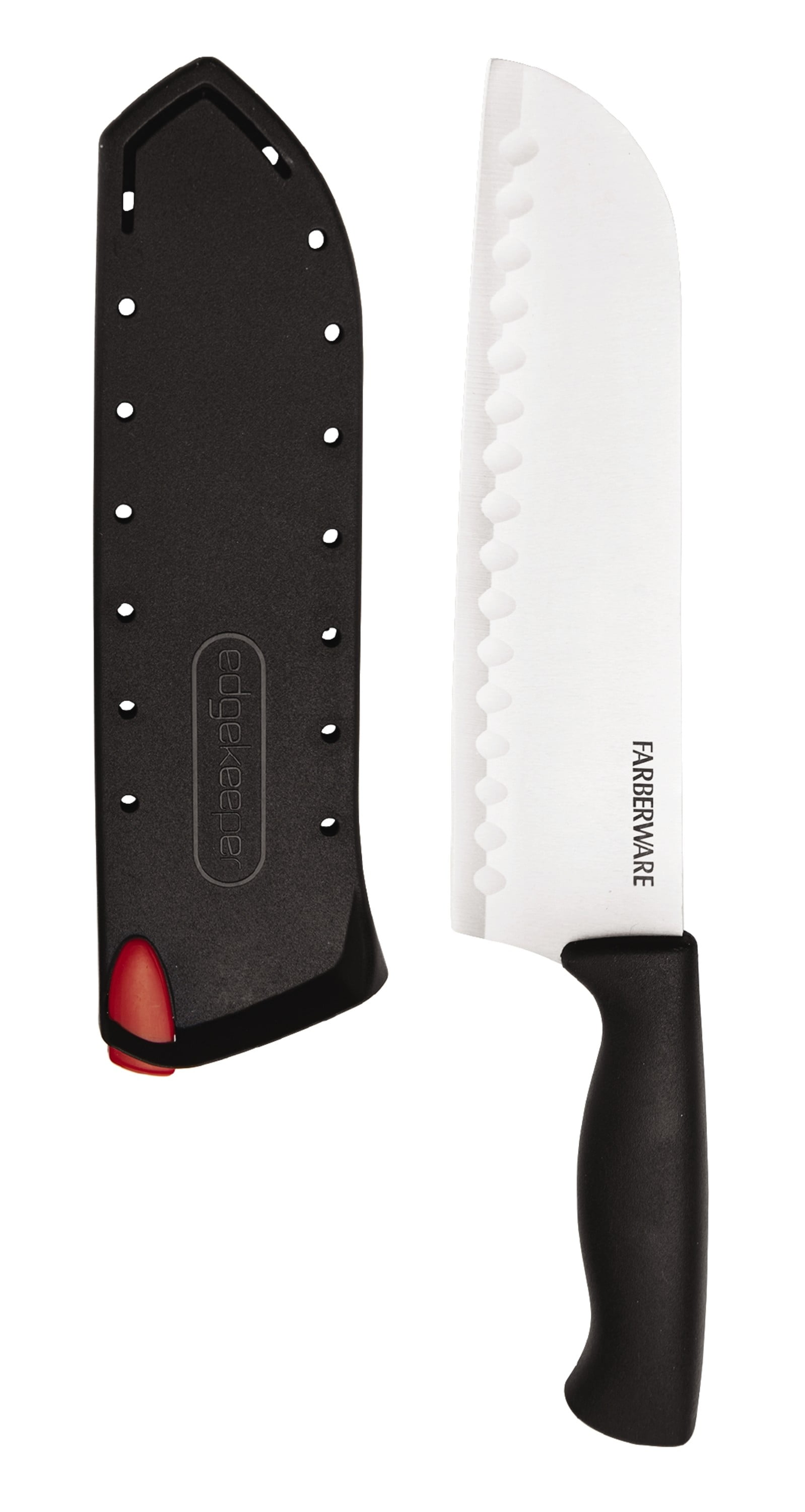 Farberware Edgekeeper 7-inch Santoku Black Knife with Self-Sharpening ...