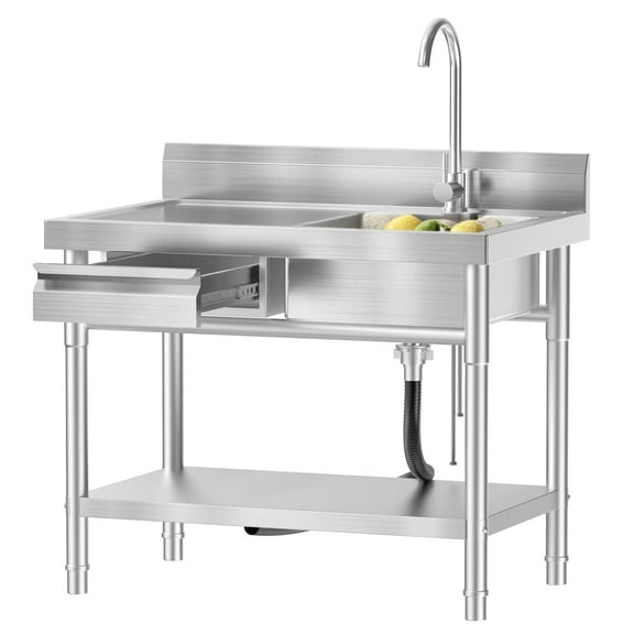 Stainless Steel Utility Sink,40 Inch Commercial Kitchen Sink, Free ...