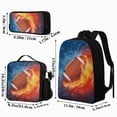 Fire and water football pattern 3Pcs Backpack Set, Lightweight Daily ...