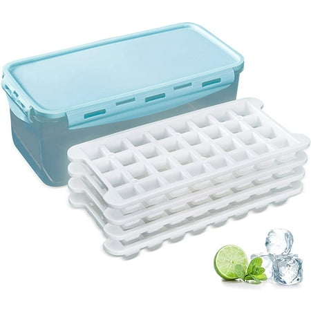 Silicone Ice Cube Trays and Ice Cube Storage Container Set with ...