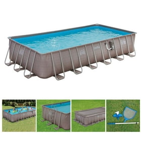 Intex 18' x 9' x 52" Ultra Frame Rectangular Above Ground Pool Set with ...