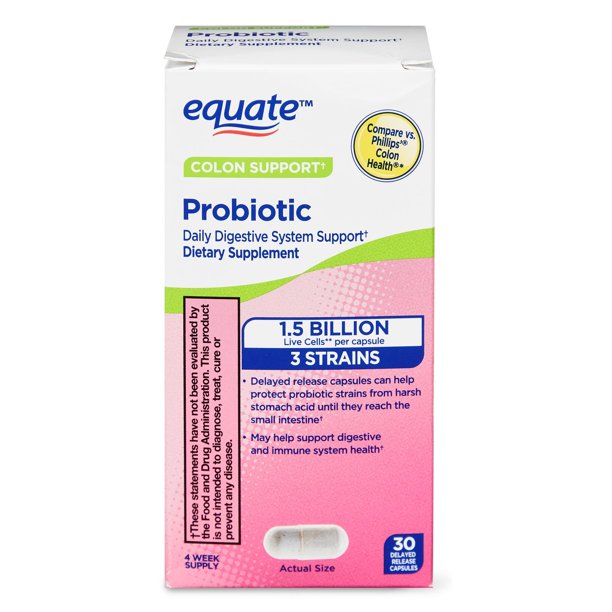 Equate Colon Support Probiotic Supplement for Digestive Health, 30 ...