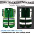 BeautyWill Class 2 High Visibility Safety Vest, 5 Pockets Reflective ...
