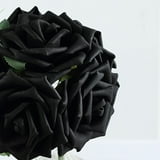 Efavormart 24Pcs Artificial Flowers Real Touch Black Foam Roses Wired ...