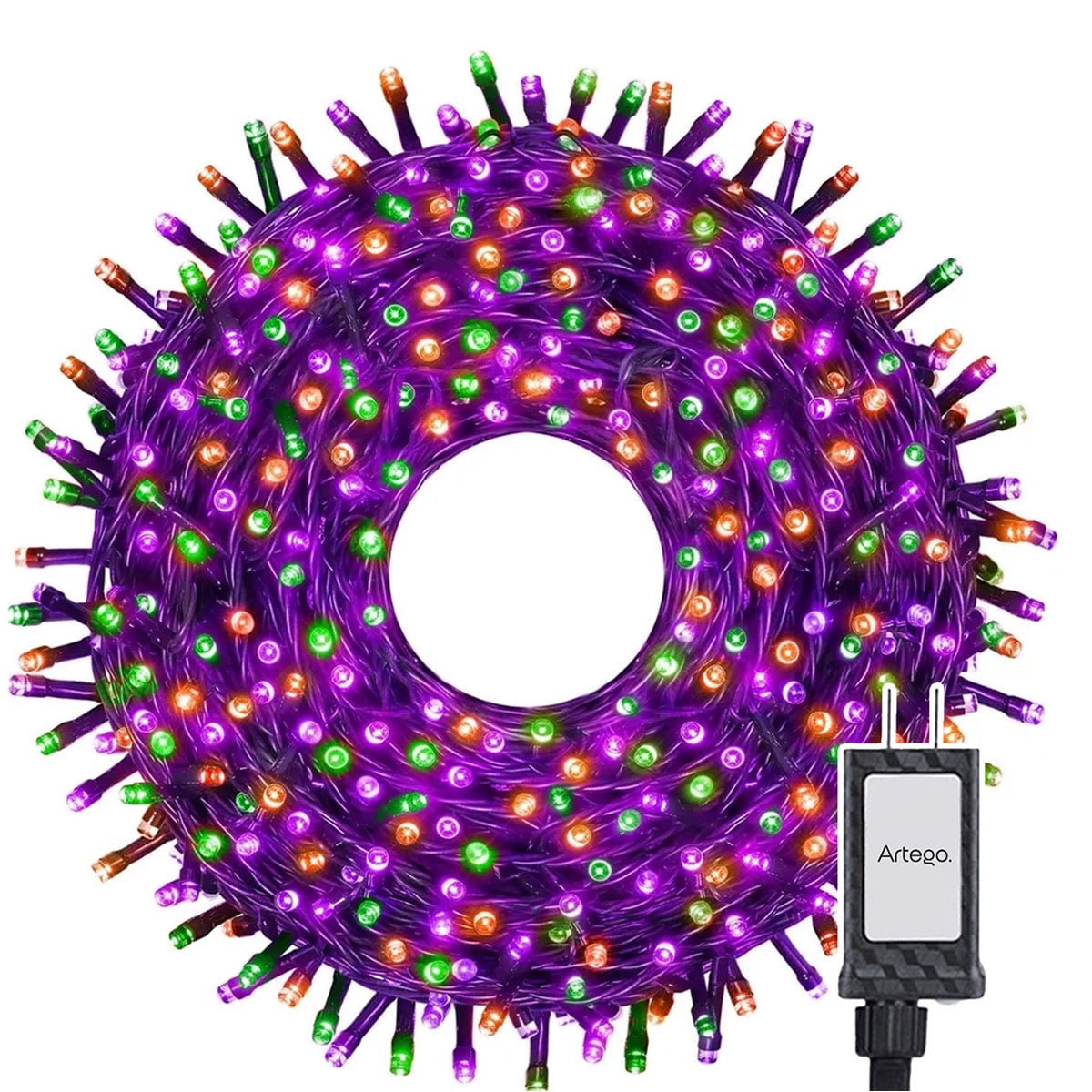 Luces serie 200 led color luz naranja morado verde cable negro Artego ...