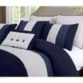 Chezmoi Collection Modern Luxury Pleated Striped Comforter Set, Queen ...