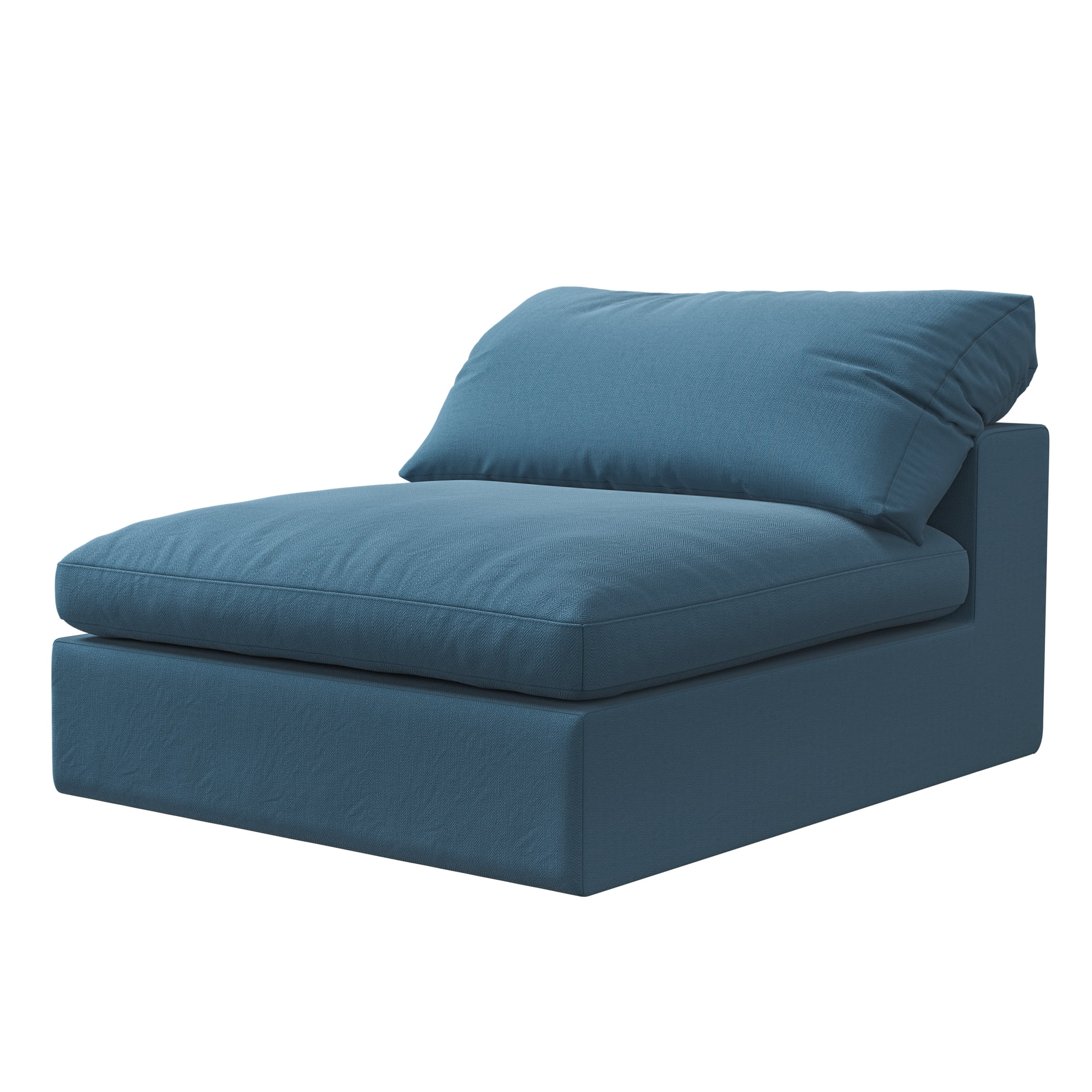 Blue Armless Single Sofa Seat for Living Room,Bedroom,Apartment ...