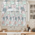 3 Pieces Swag Kitchen Curtains Set, Cartoon Cat Valance Swag & Small ...