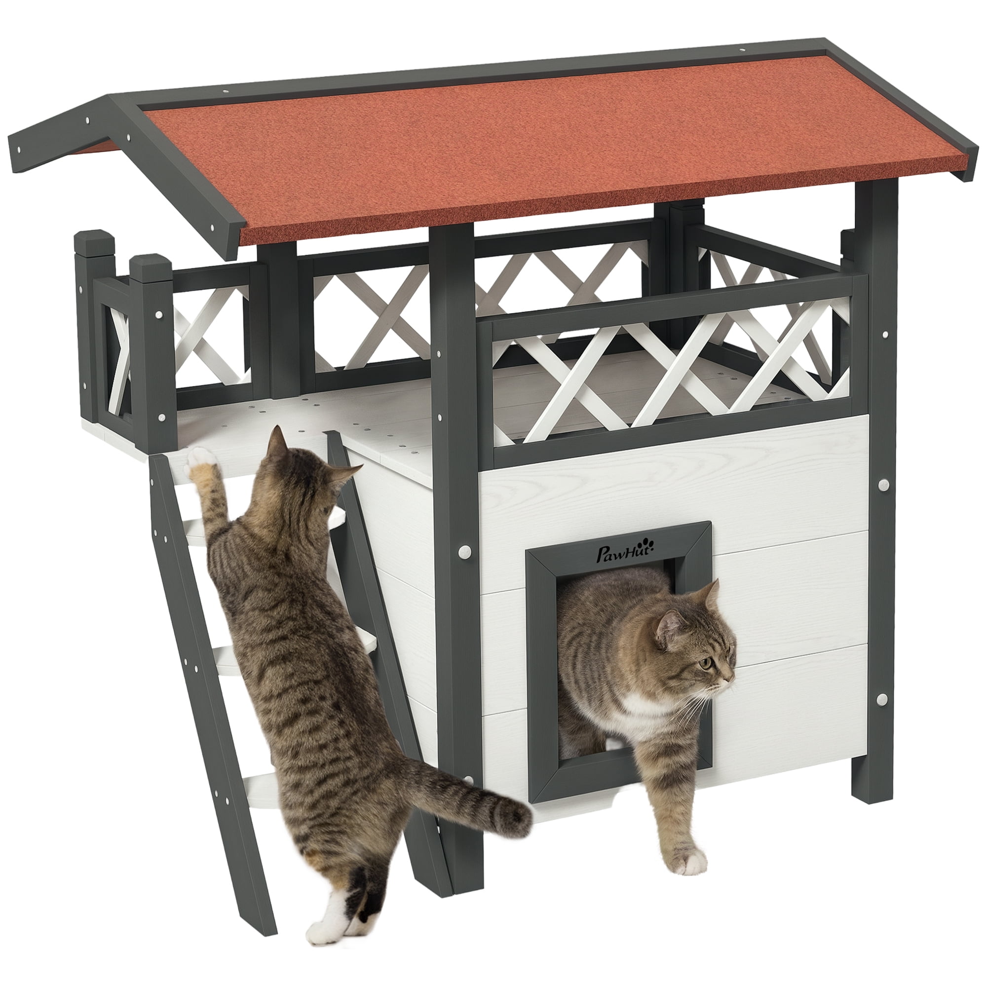 Click here for Pawhut Outdoor Cat House With Asphalt Roof  Stairs... prices