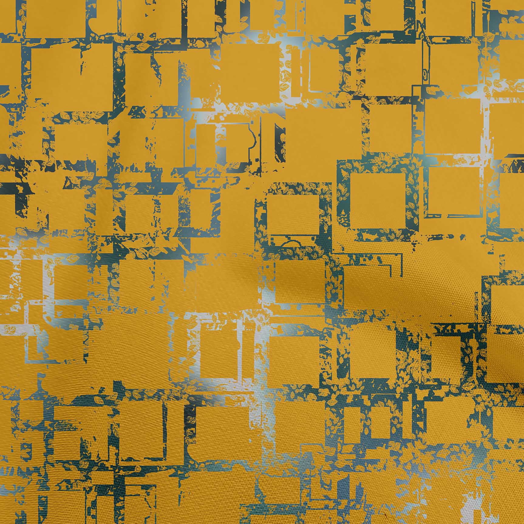 oneOone Georgette Viscose Gamboge Yellow Fabric Geometric Fabric For ...