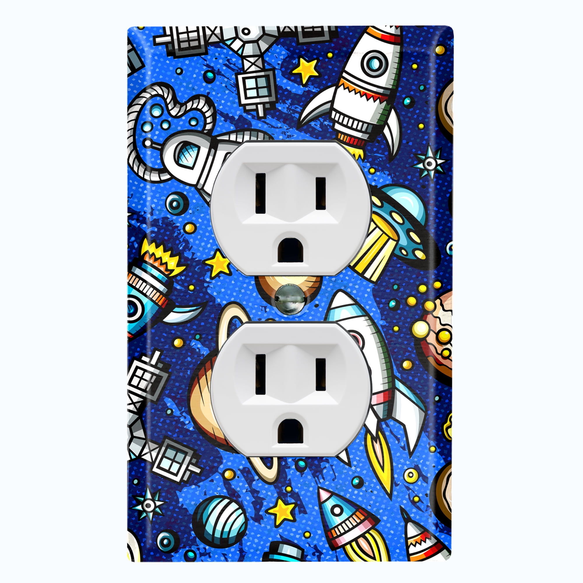 Metal Light Switch Wall Plate Outlet Cover (Spaceship UFO Astronaut ...