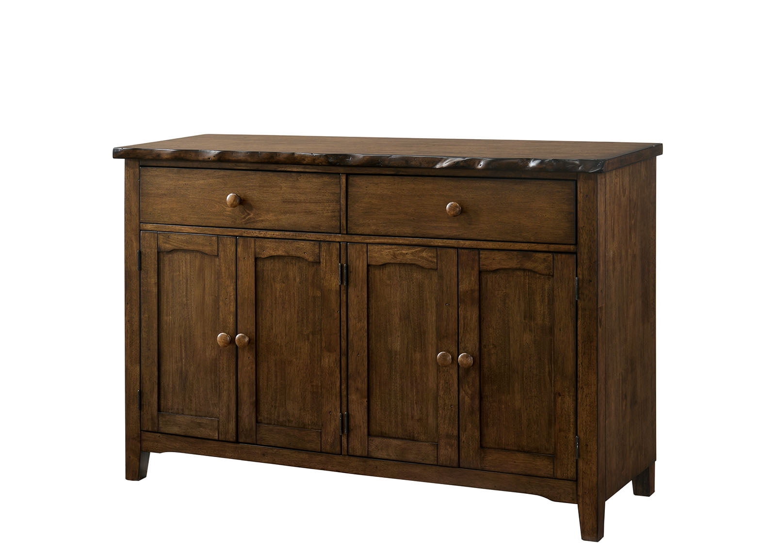 Benzara Rustic Solid Wood Rectangular Server with Two Drawers and Four ...