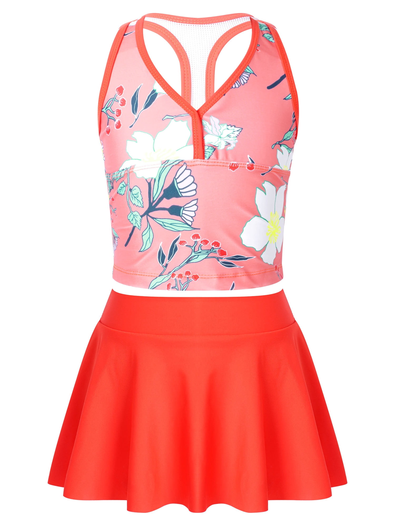iEFiEL Girls Floral Tankini Set with Skirt 3pcs Set Swimsuit Bathing ...
