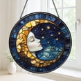 Stained Glass Crescent Moon Star Suncatcher, Celestial Style Window ...