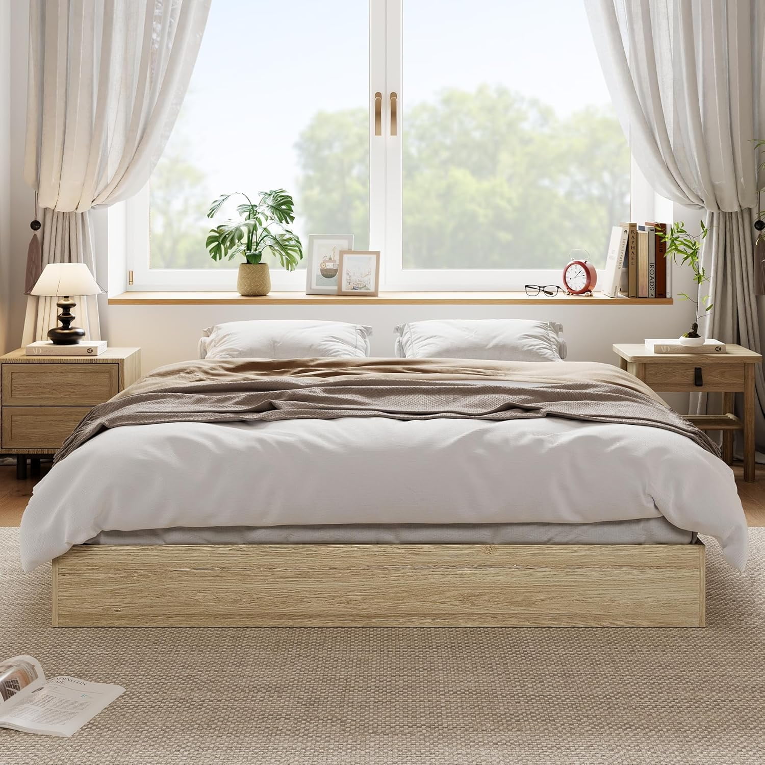 Click here for Edtara Solid Wood Platform Bed With Sturdy Wooden... prices