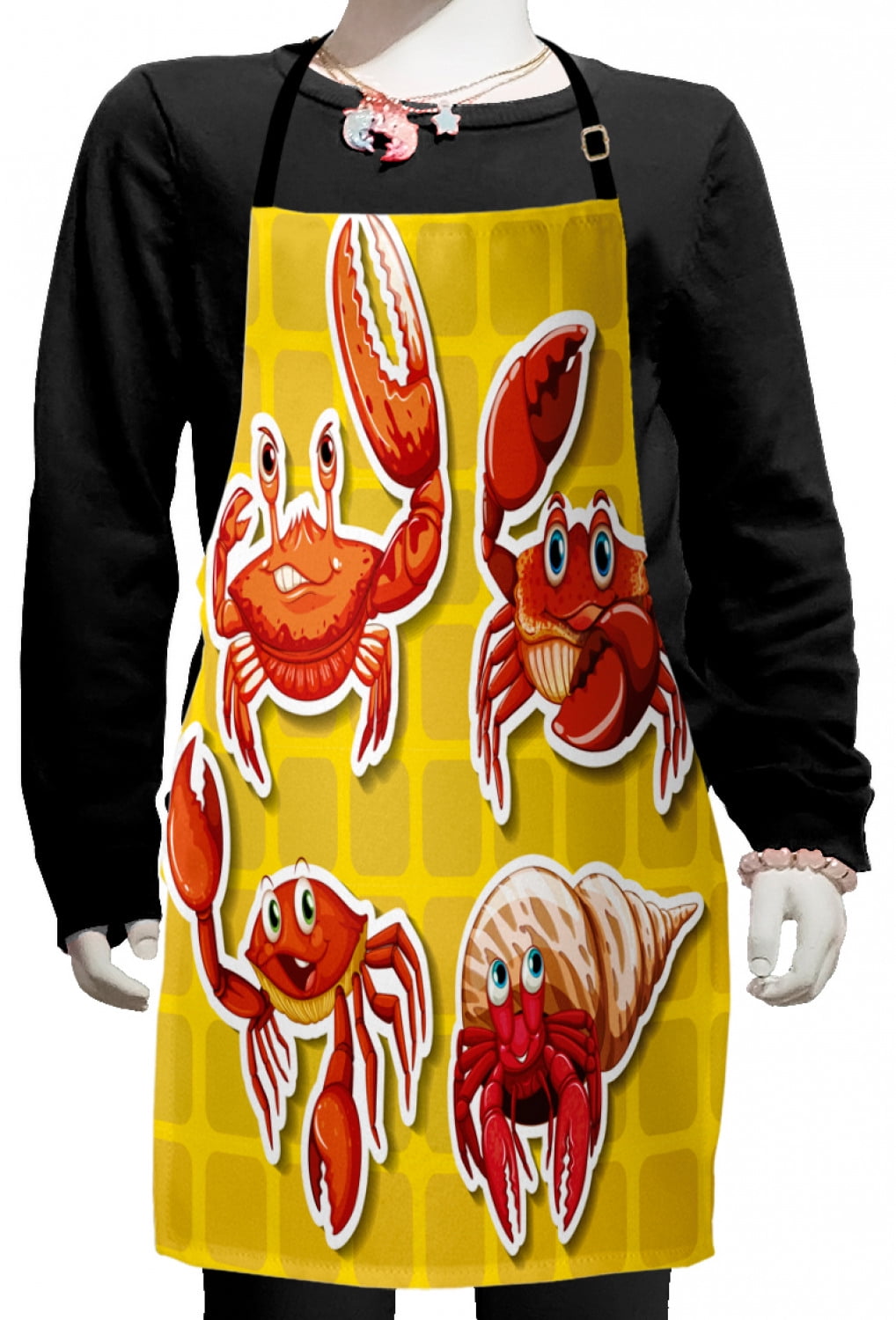 Crabs Kids Apron, Stickers of 4 Different Crabs Illustration in Cartoon ...