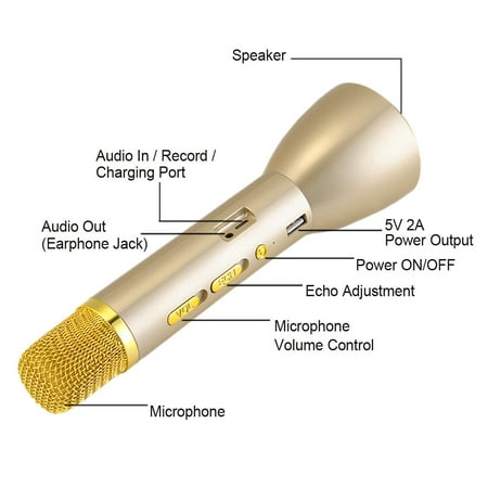 Karaoke Microphone with Built-in Speaker and Rechargeable Battery ...