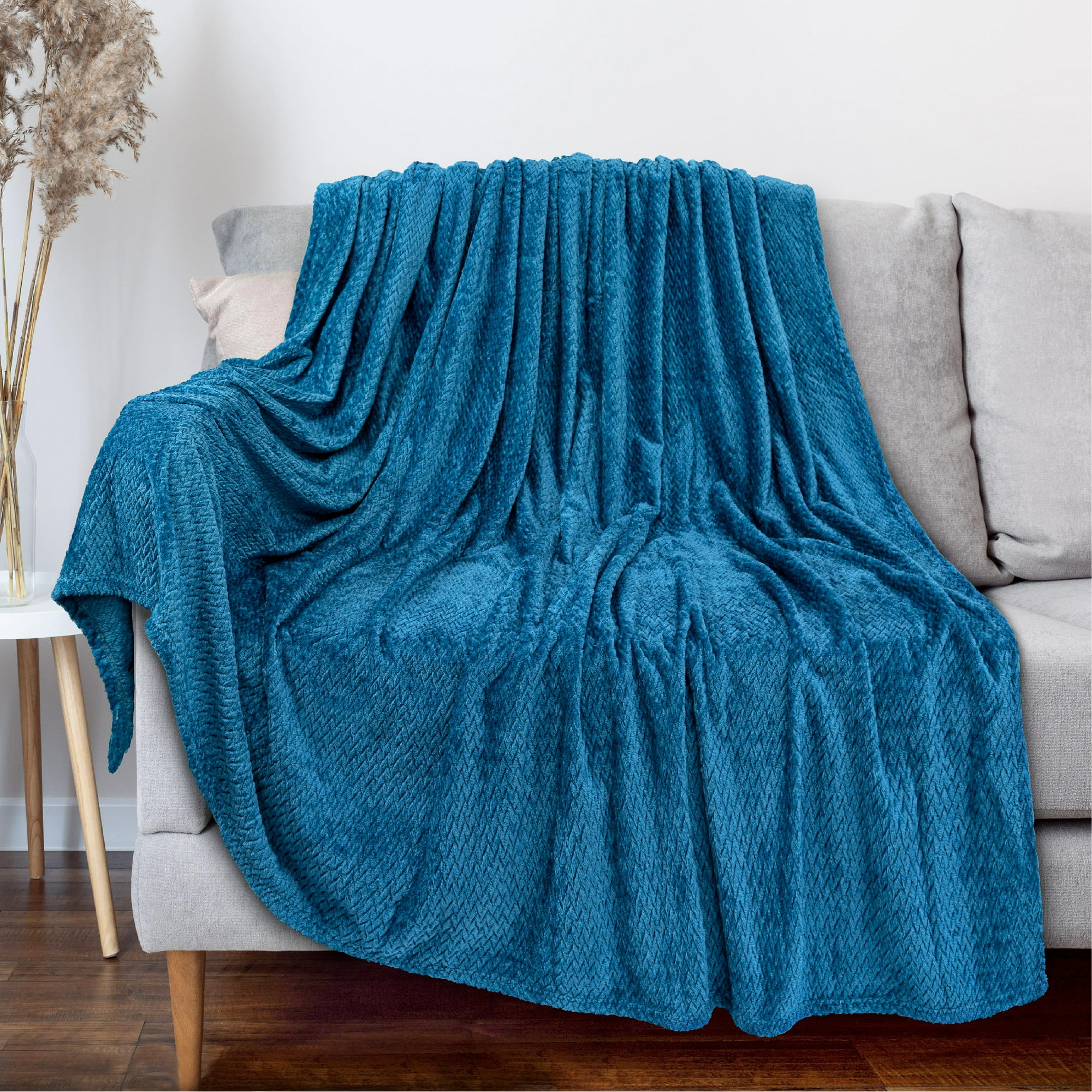 Click here for Pavilia Soft Fleece Teal Blue Throw Blanket For Co... prices