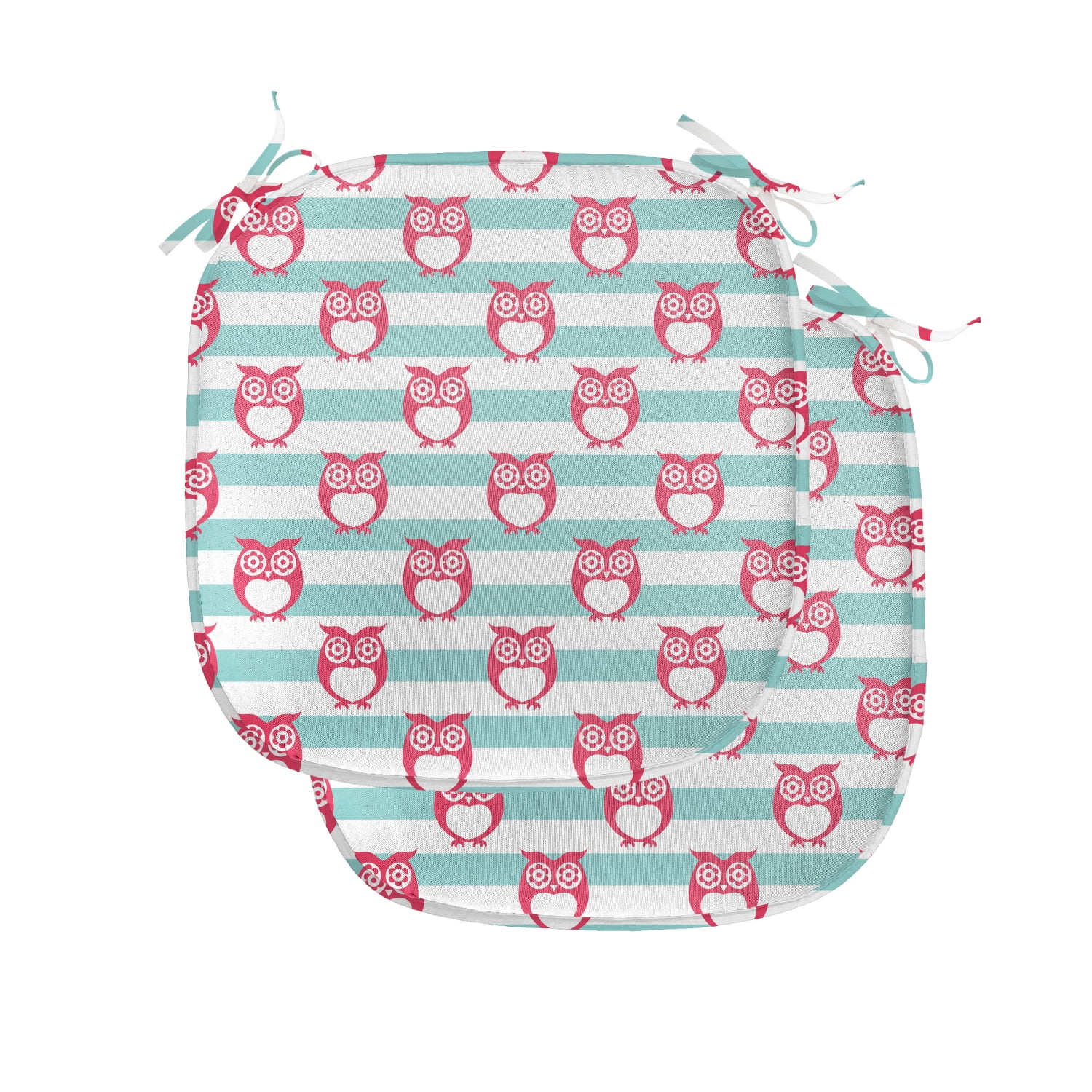 Owl Chair Seating Cushion Set of 2, Large Flower Eyed Owls Pattern ...