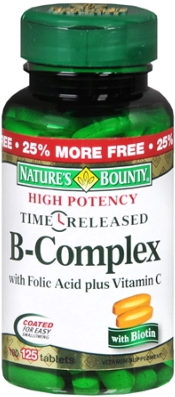 Nature's Bounty B-Complex With Folic Acid Plus Vitamin C Tablets 125 ...