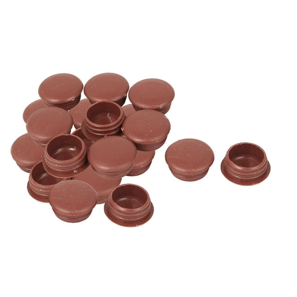 20pcs Brown Plastic Plug Furniture Cap Screw Cover for 14mm Dia Hole ...