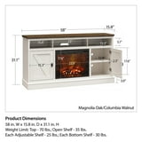 Ameriwood Home Ashton Lane Electric Fireplace TV Stand for TVs up to 65", Magnolia Oak/Columbia ...