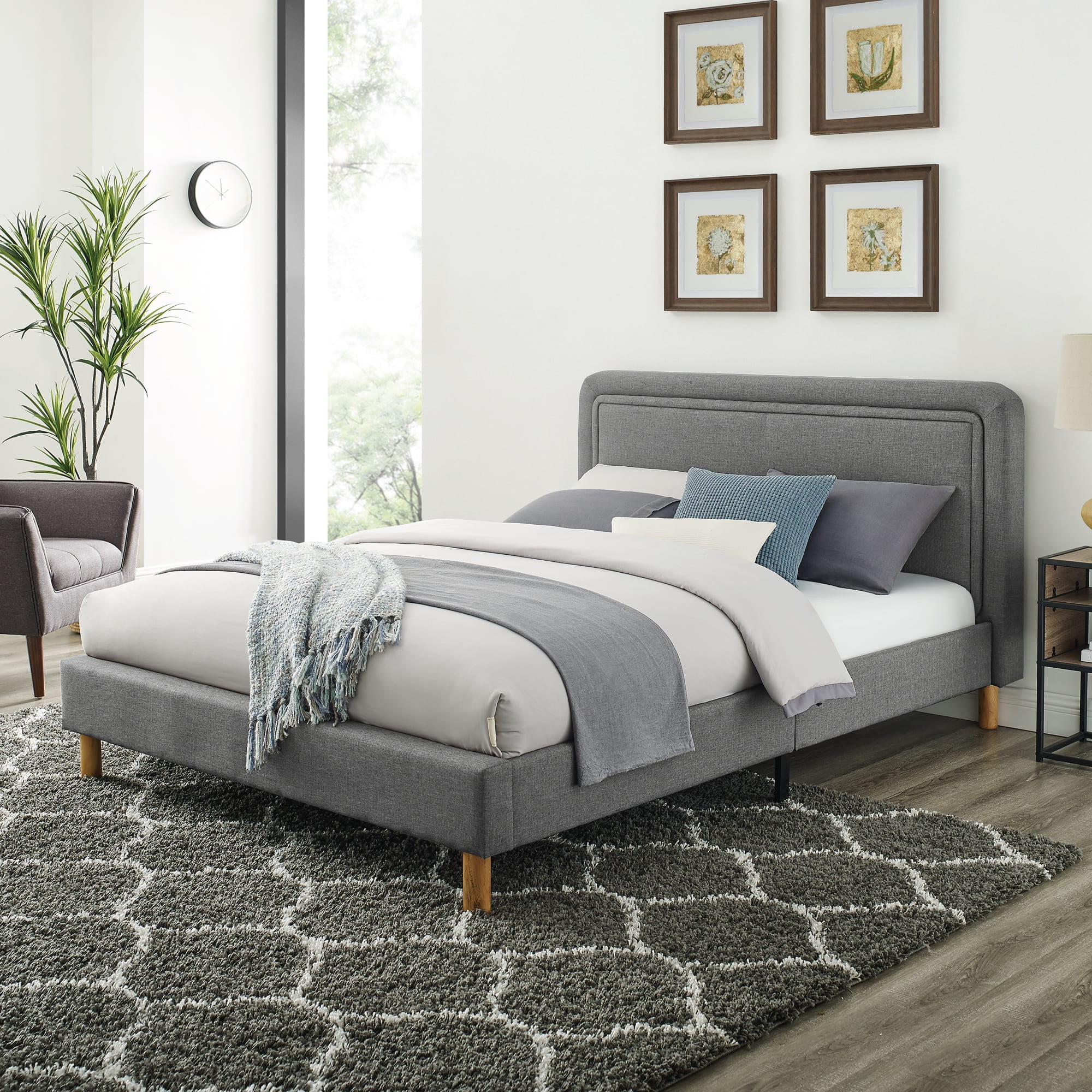 Modern Sleep Solstice Upholstered Bed, Full, Grey - Walmart.com