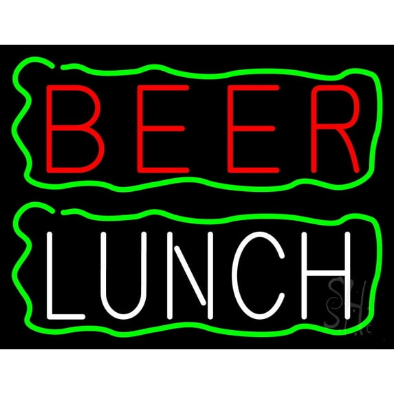 Beer Lunch LED Neon Sign 24 x 31 - inches, Black Square Cut Acrylic ...