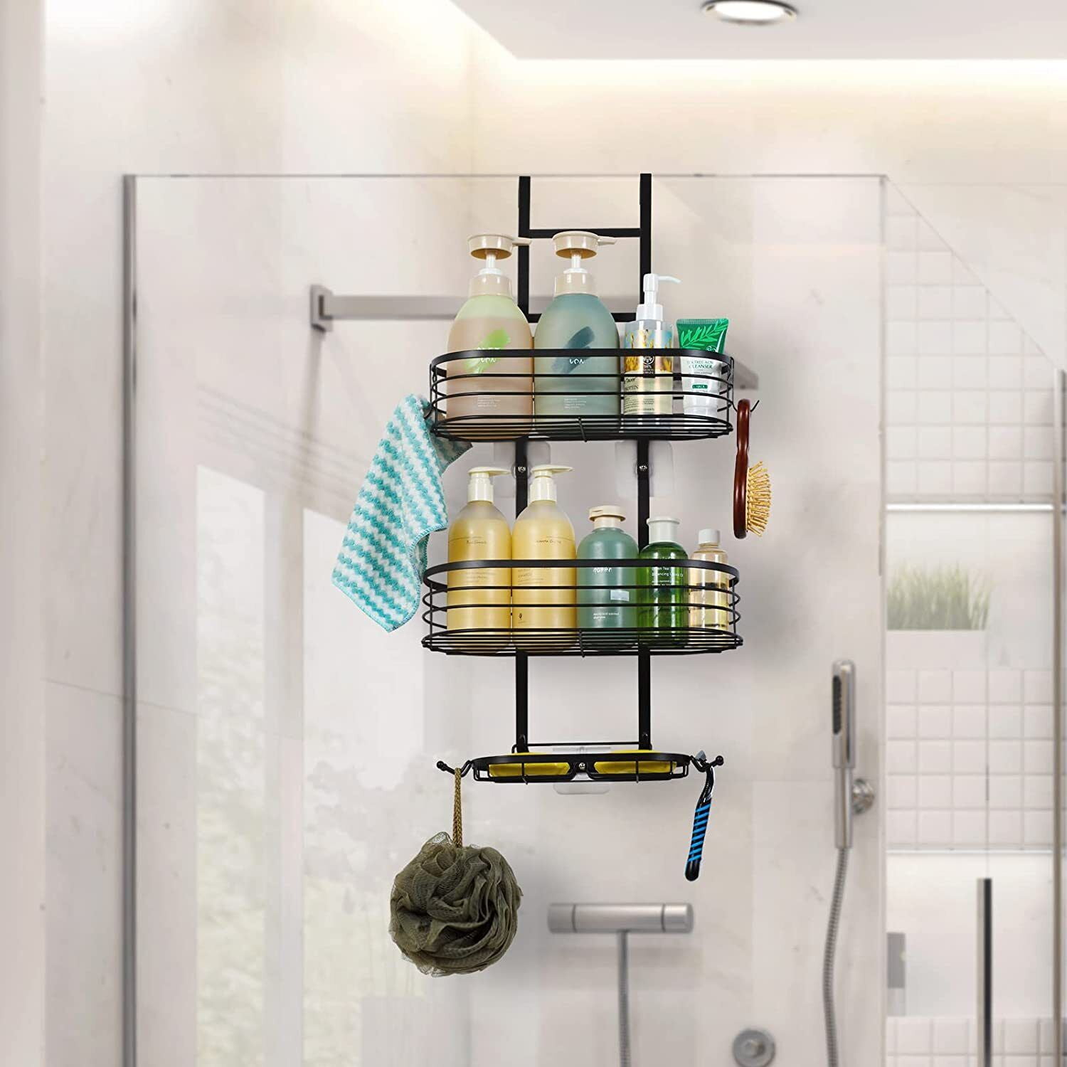 3Tier Over The Door Shower Caddy, Hanging Shower Basket Organizer Shelf ...