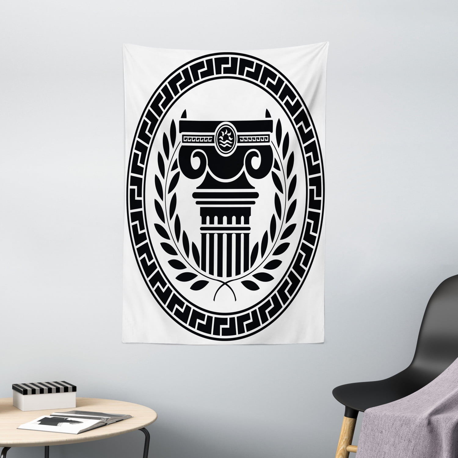 Toga Party Tapestry, Hellenic Column and Laurel Wreath Heraldic Symbol ...