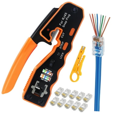 Ax Gear RJ45 Crimp Tool, Pass Through Cat5 Cat5e Cat6, Ethernet Crimper ...
