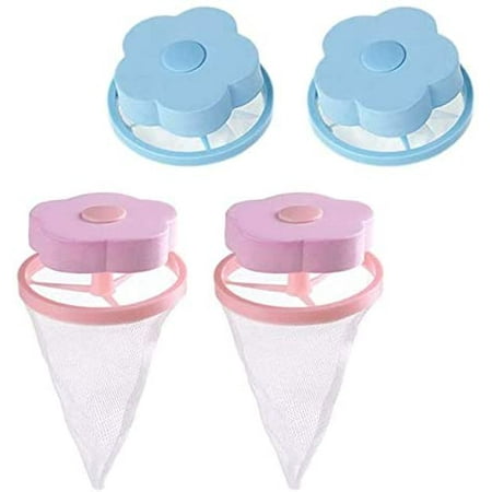 HEIBIN 4 Pc Flower-Type Washing Machine Floating Lint Mesh Bag Hair ...