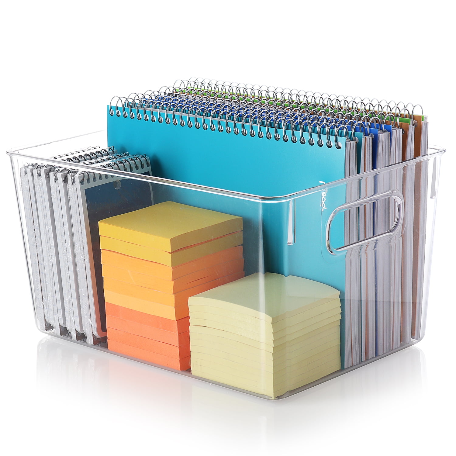 EatEx 1 Pack Clear Plastic Home & Office Storage Organizer Bin with ...