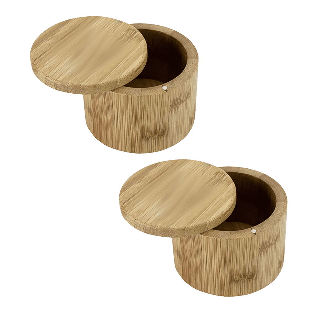 Bamboo Salt Box,Salt Holder With Lid, Salt Shaker, Cumin and Pepper ...