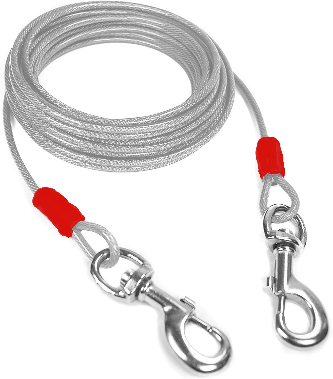 WECENT Dogs Tie Out Cable Chain 33FT up to 125lbs Vinyl-Covered PVC ...