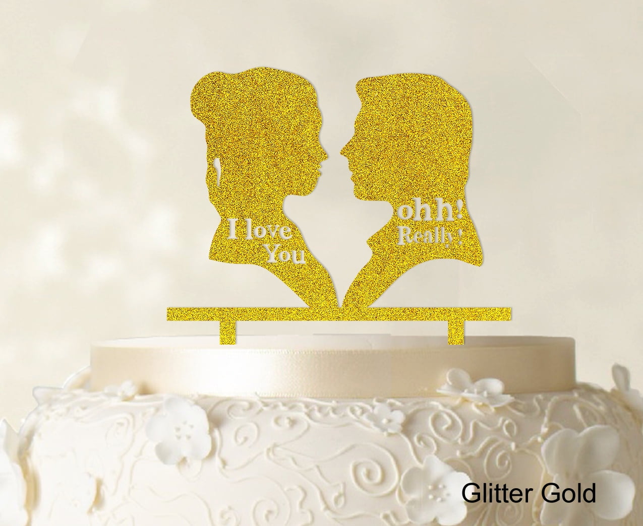 "Couple Wedding Cake Topper Personalized Glitter Yellow Cake Topper ...