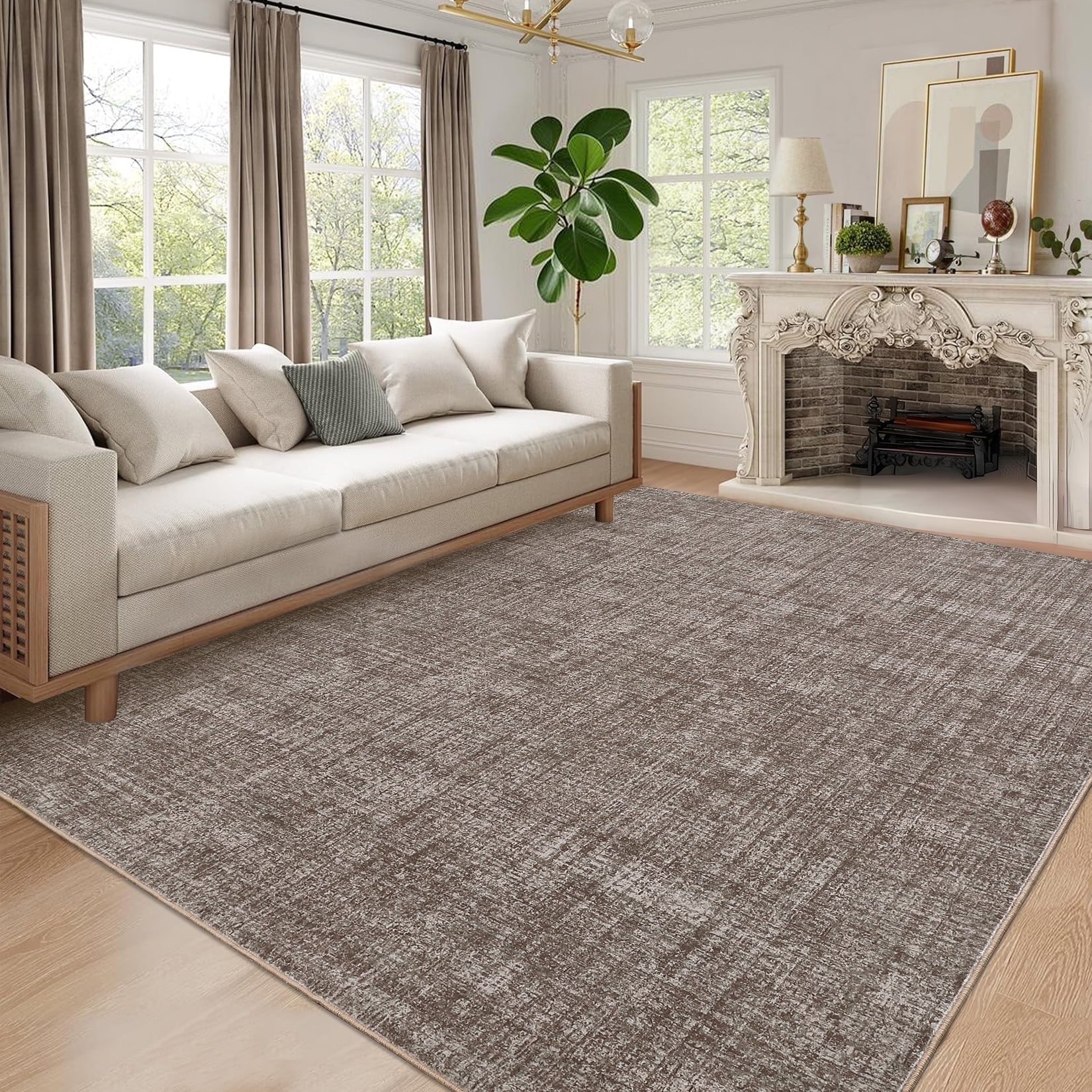 Garvee 8x10 Solid Area Rugs  Washable Modern Accent Rugs Foldable Printed Indoor Rug Carpet  Stain-Resistant Soft Low Pile Floor Mat For Living Room