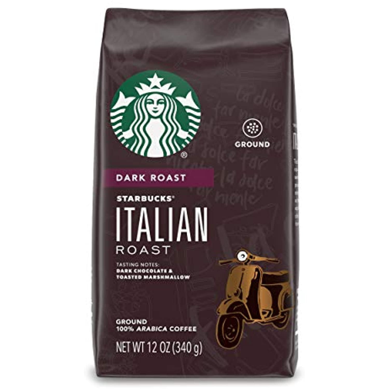 Starbucks Dark Roast Ground Coffee — Italian Roast — 100 Arabica — Bag ...