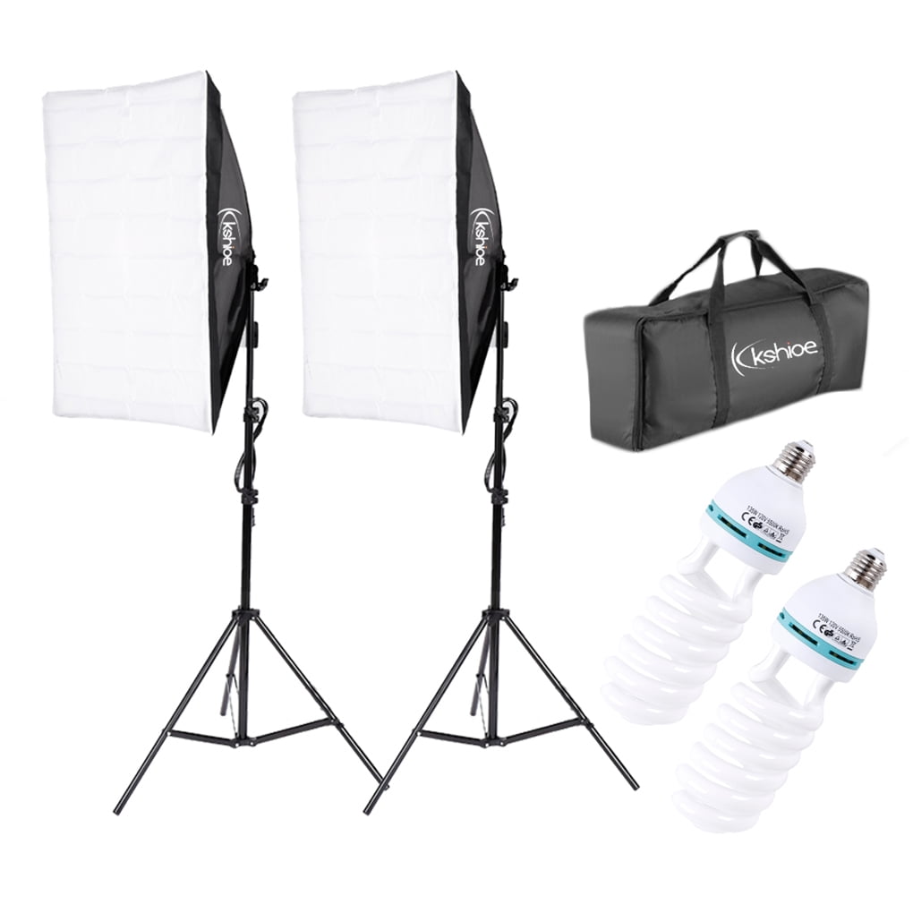 Kshioe 135W Daylight Studio Bulb Light Stand Square Cube Softbox Set Kshioe 135W Daylight Studio Bulb Light Stand Square Cube Softbox Set