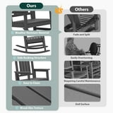 KINGYES HDPE Outdoor Rocking Chair Set,HDPE Patio Rocker for Porch,Gray ...