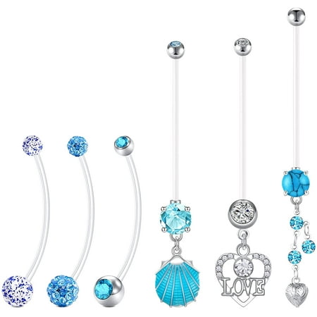 KSCD Pregnancy Maternity Flexible Bioplast Long Belly Button Rings ...
