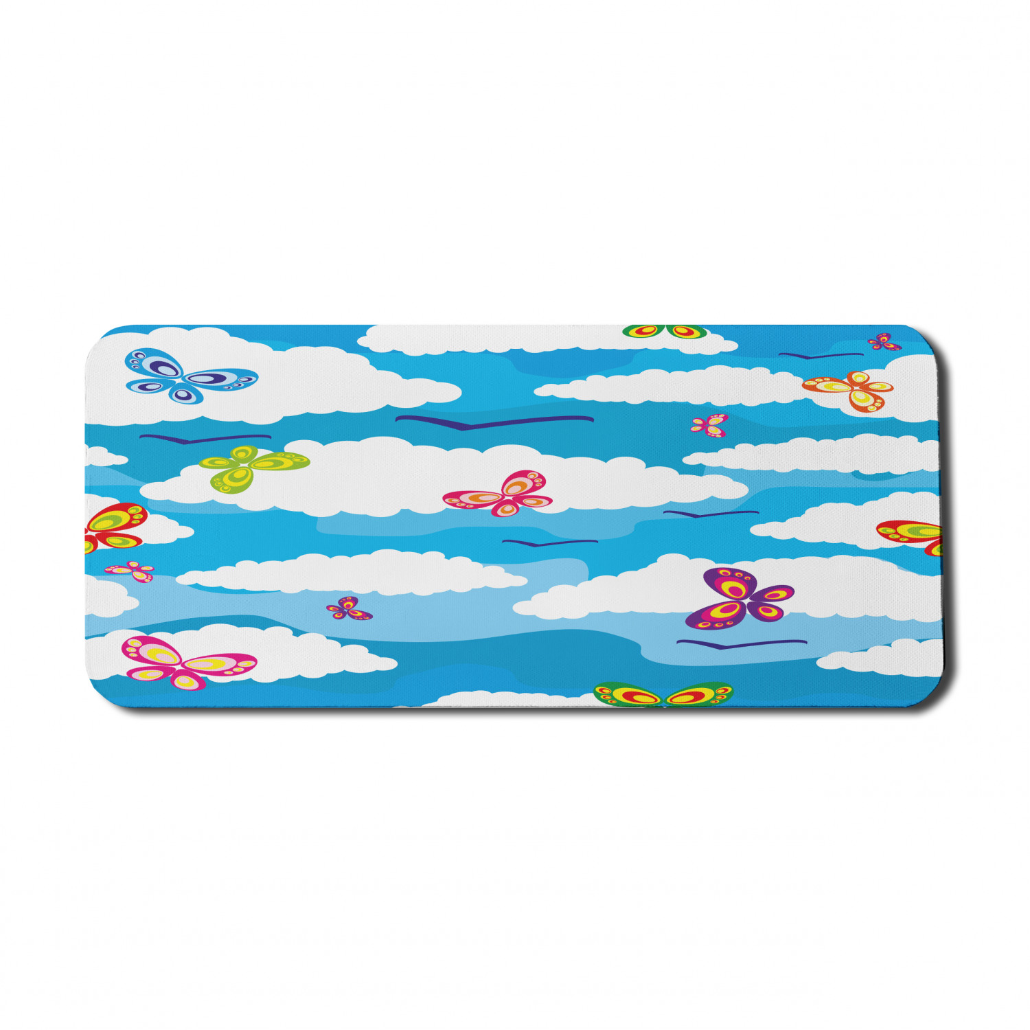 Spring Computer Mouse Pad, Fluffy Clouds and Colorful Butterflies ...