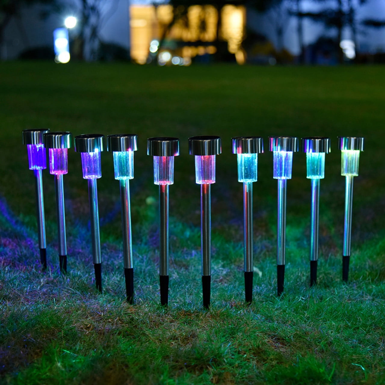 12pk Solar Light Pathway Outdoor Garden Stake Walkway LED 1 Lumen White ...