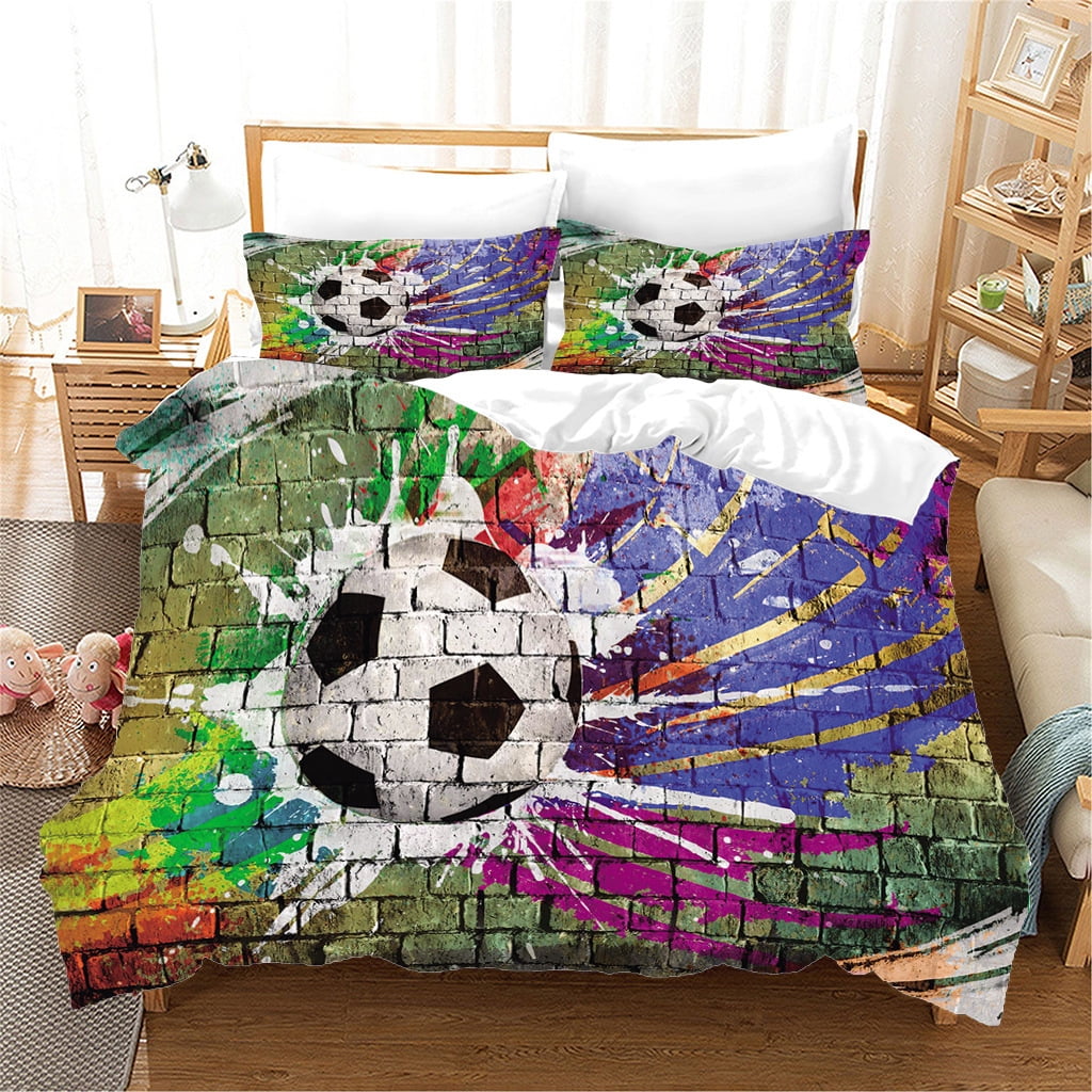 Soccer Ball Comforter Sets Queen Size Bed Set- Galaxy Soccer Boys Quilt ...