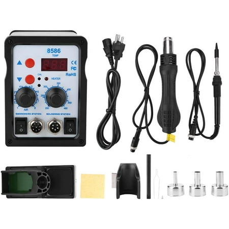 8586 2 in 1 SMD Rework Station with Hot Air Gun Soldering Iron Digital ...