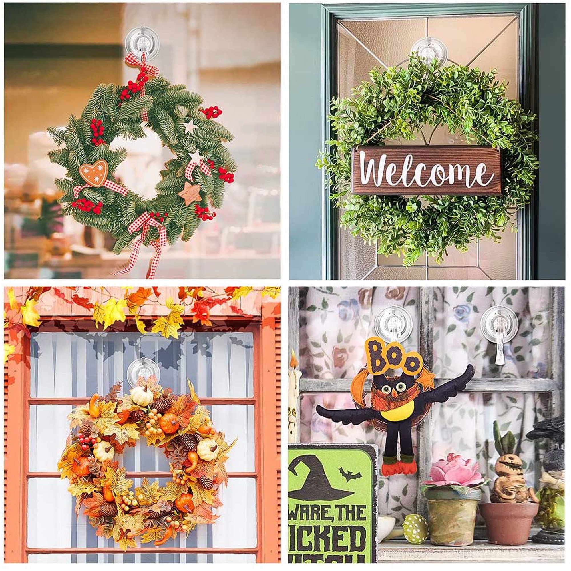 Reusable Door Decoration Hanger 2-Pack Heavy Duty Suction Cup Wreath ...