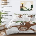 Cartoon Funny Monkey Green Leaves on White Full Size Bed Set,Country ...