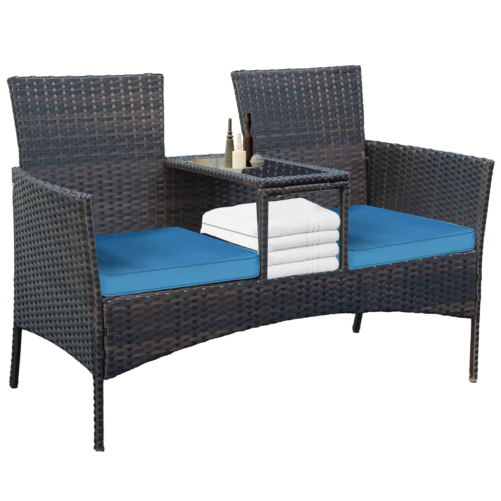 Click here for Intexca 2 Seat Rattan Patio Loveseat With Storage... prices