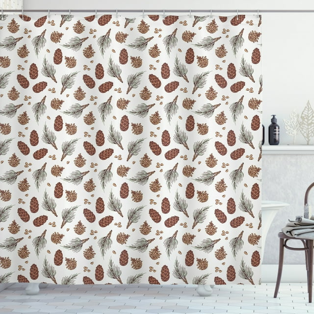Ambesonne Pine Cone Shower Curtain, Rustic Woodland Art, 69"Wx84"L ...